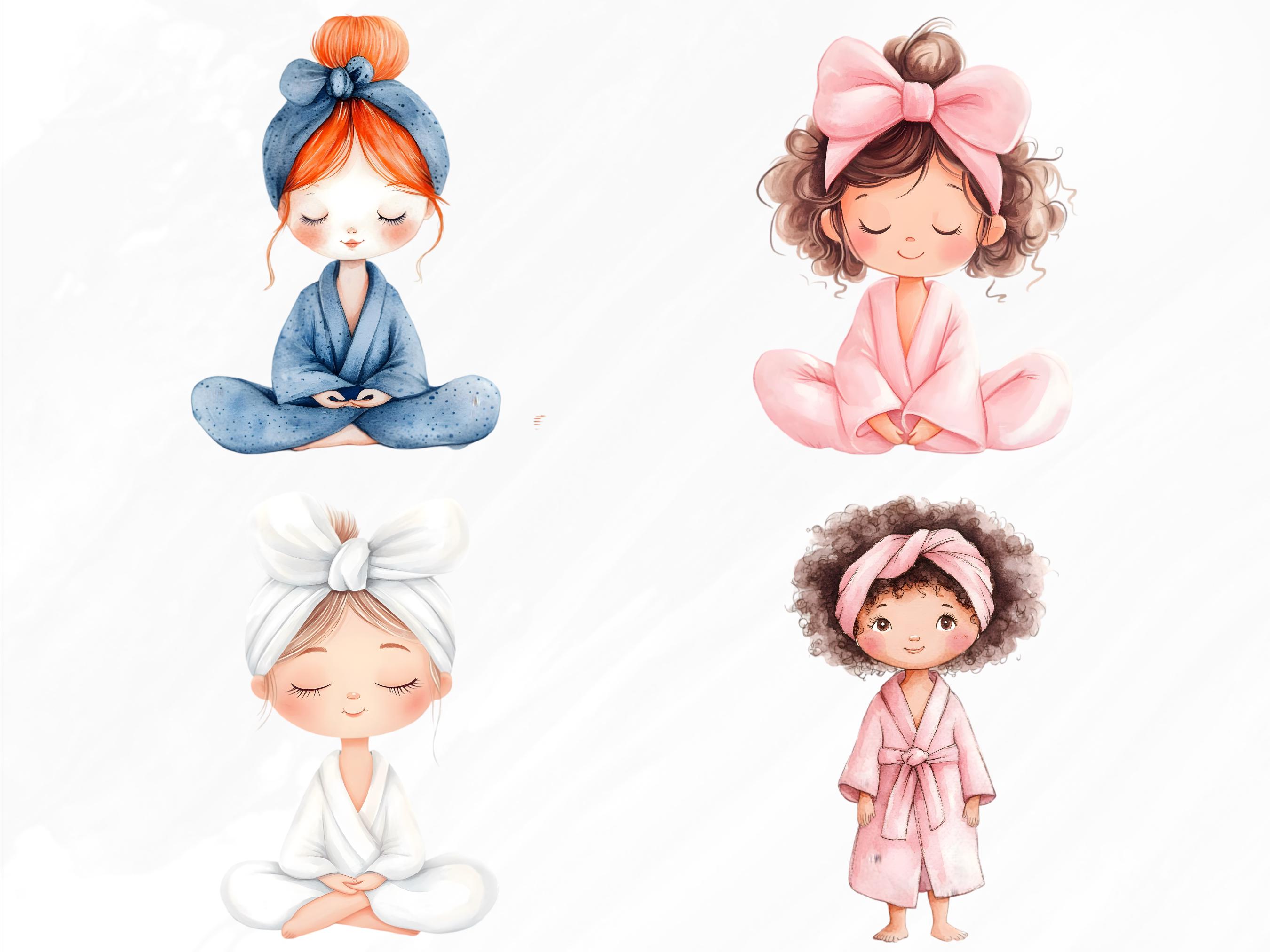 Spa Party Watercolor Clipart, Relaxing Spa Day Illustrations, Self-care ...