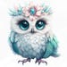 Cute Owl Clipart Bundle, Watercolor Floral Owls PNG, Baby Owl Clip Art ...