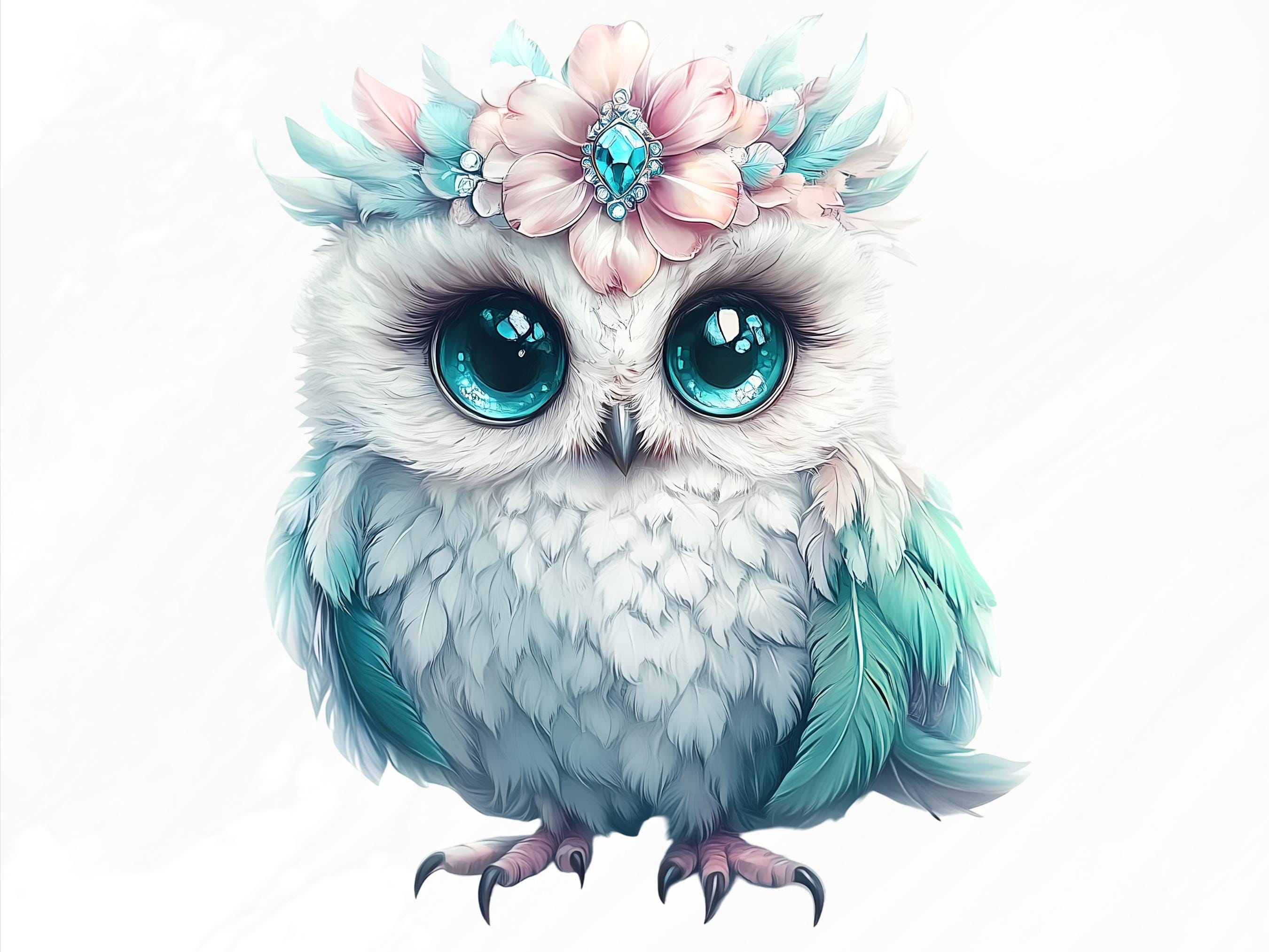 Cute Owl Clipart Bundle, Watercolor Floral Owls PNG, Baby Owl Clip Art ...