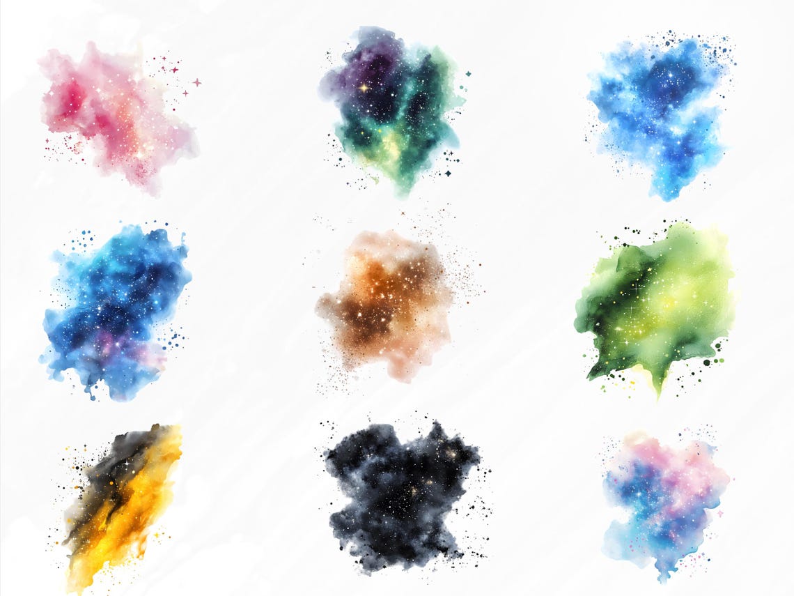 Watercolor Splashes Clipart Bundle, Paint Splatter PNG Abstract Clipart ...