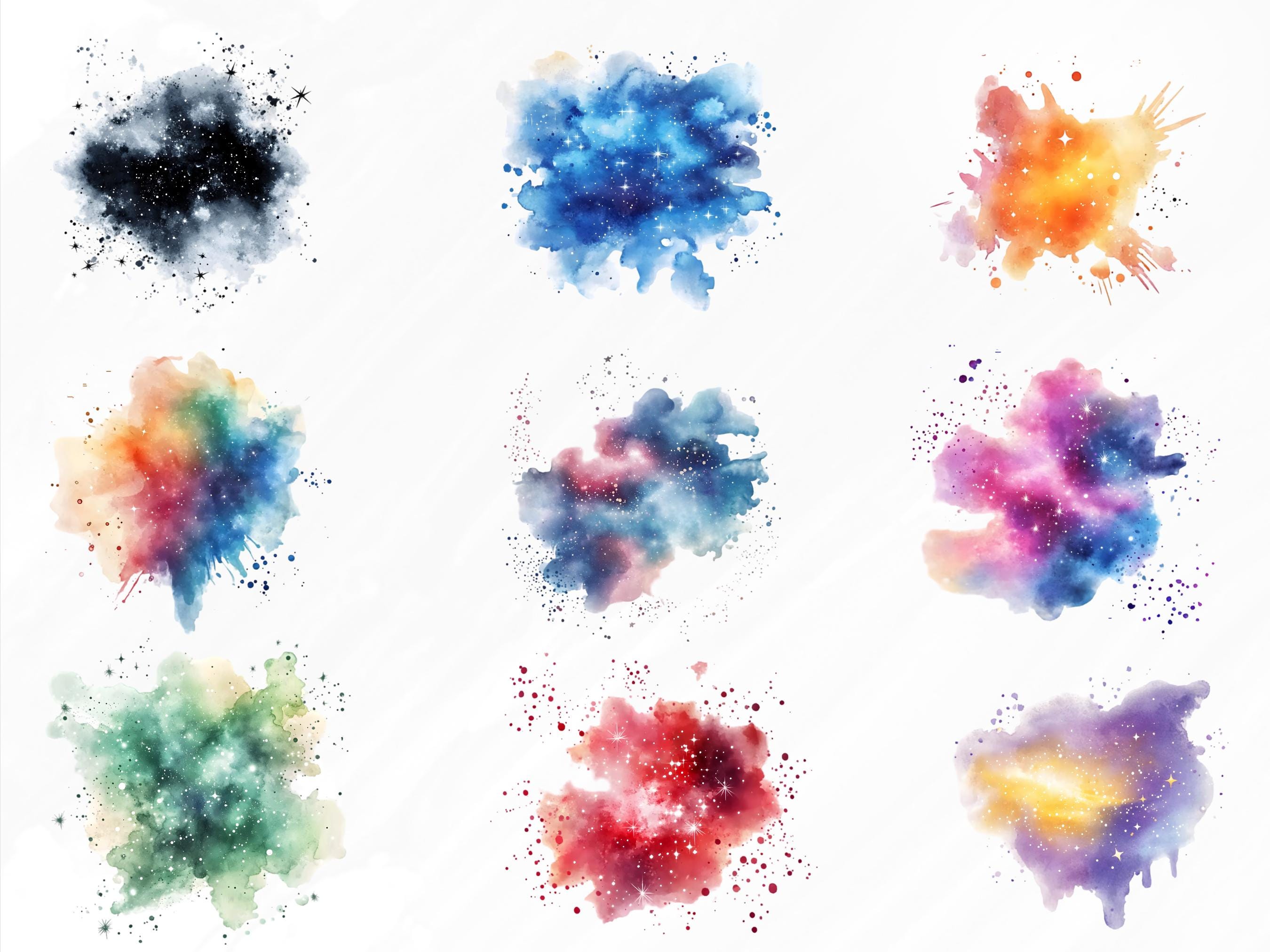 Watercolor Splashes Clipart Bundle, Paint Splatter PNG Abstract Clipart ...