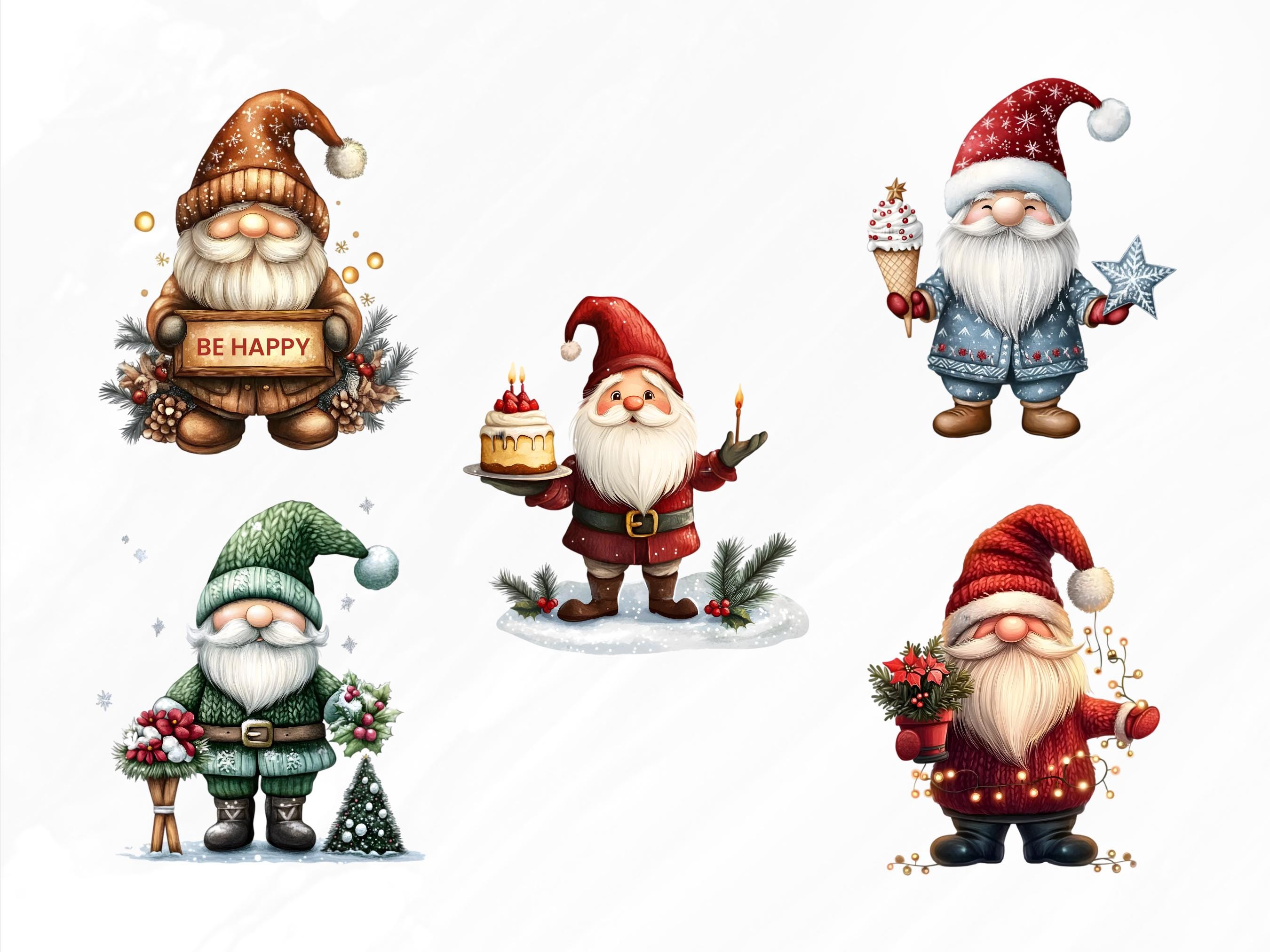 25 Watercolor Gnome Bundle Clipart PNG, Christmas Gnomes Clip Art ...