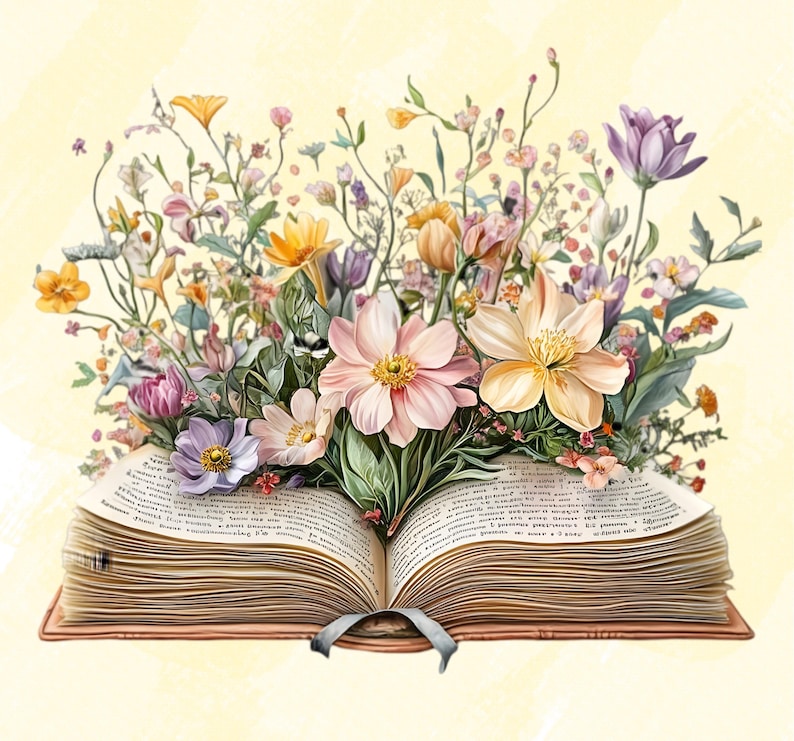 Floral Books Clipart Bundle, Vintage Book Illustrations With ...