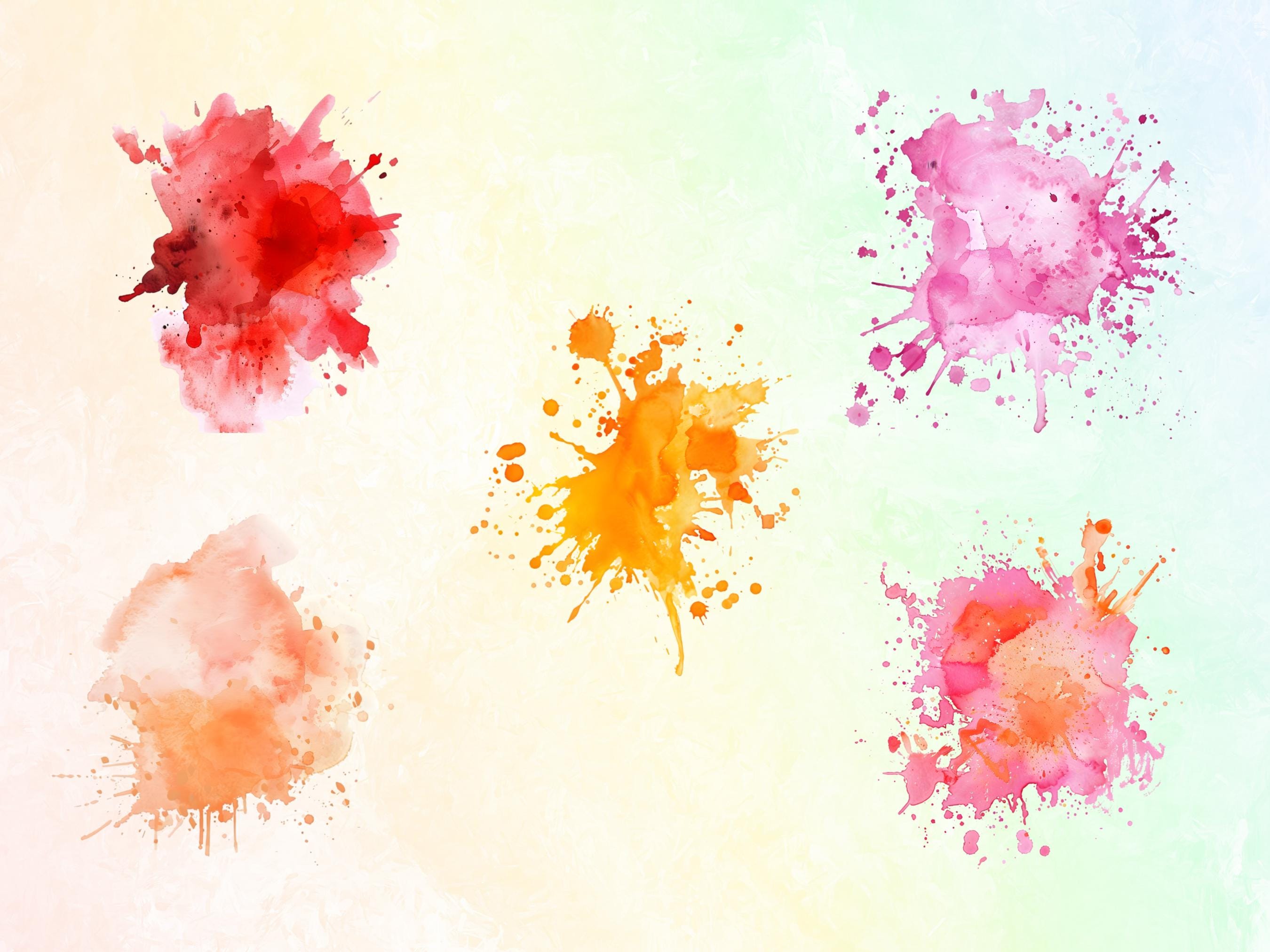 30 Watercolor Color Splash Clipart PNG, Paint Splatter Clipart, Alcohol ...