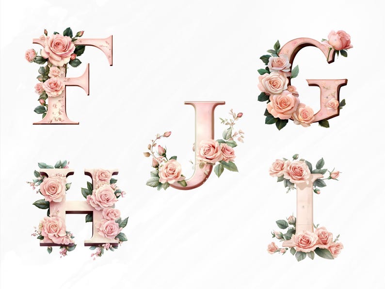 Wildflowers Alphabet PNG, Wild Flowers Number PNG, Blush Floral ...