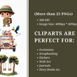 Jungle Adventure Clipart Bundle, Watercolor Animals PNG, Safari Nursery ...