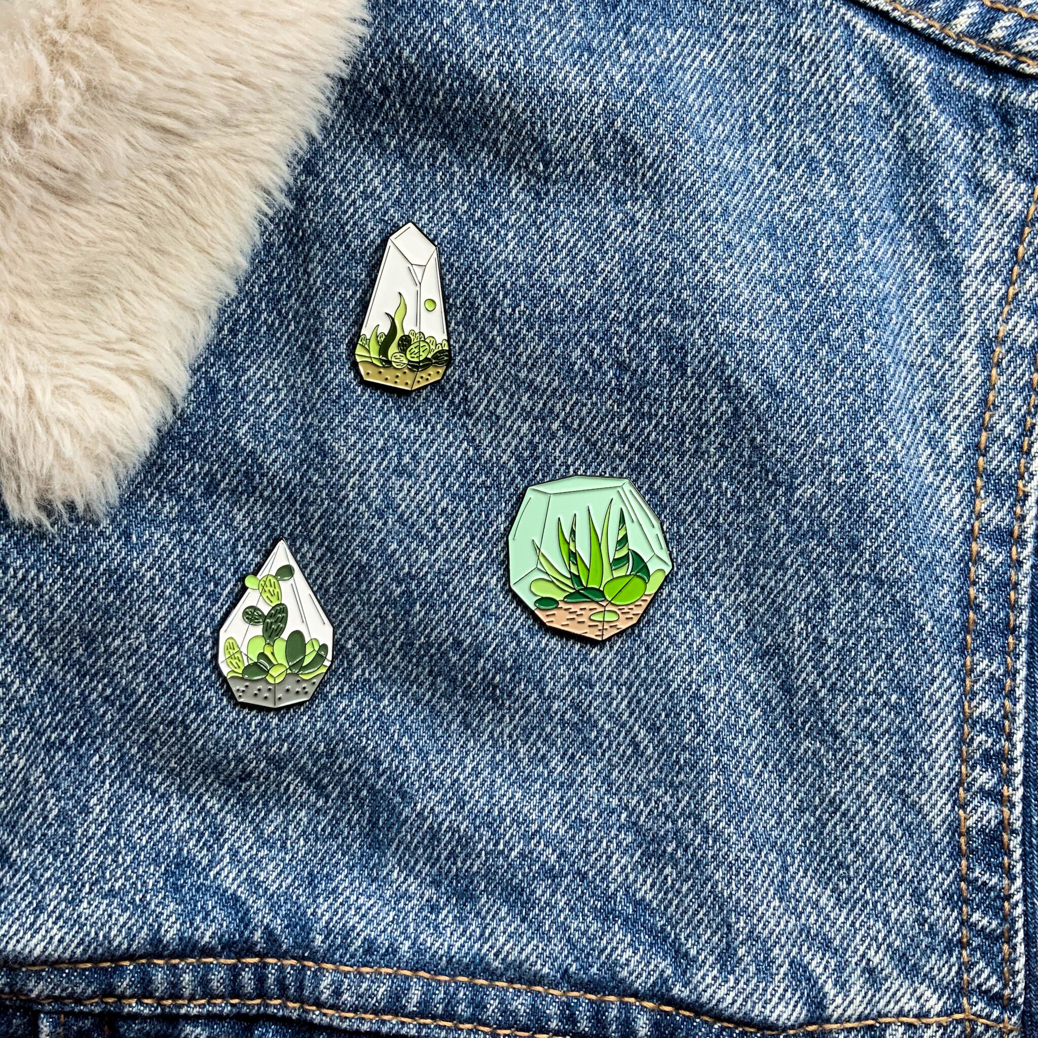 Terrarium Enamel Pins 3-Pack Christal Terrarium Soft - Etsy 日本