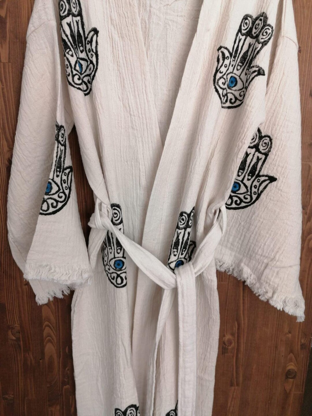 100% Cotton Muslin Kimono Robe, Turkish Caftan Dressing Gown ...