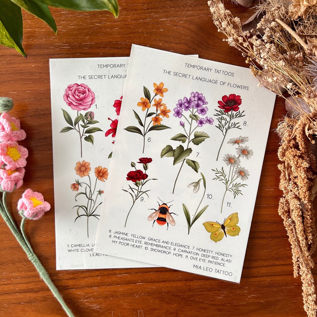 Secret Language of Flowers Temporary Tattoos - Etsy