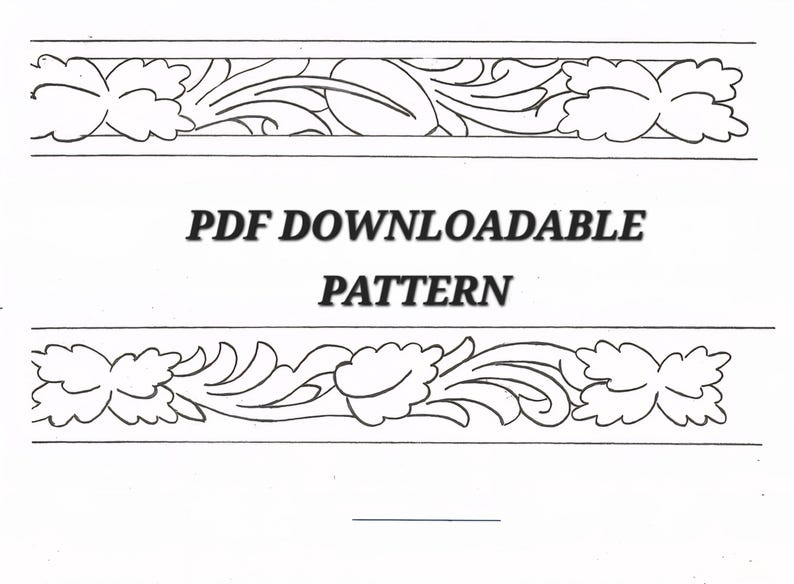 Western Floral Belt Tooling Pattern – Hand Drawn Leathercraft Design ...