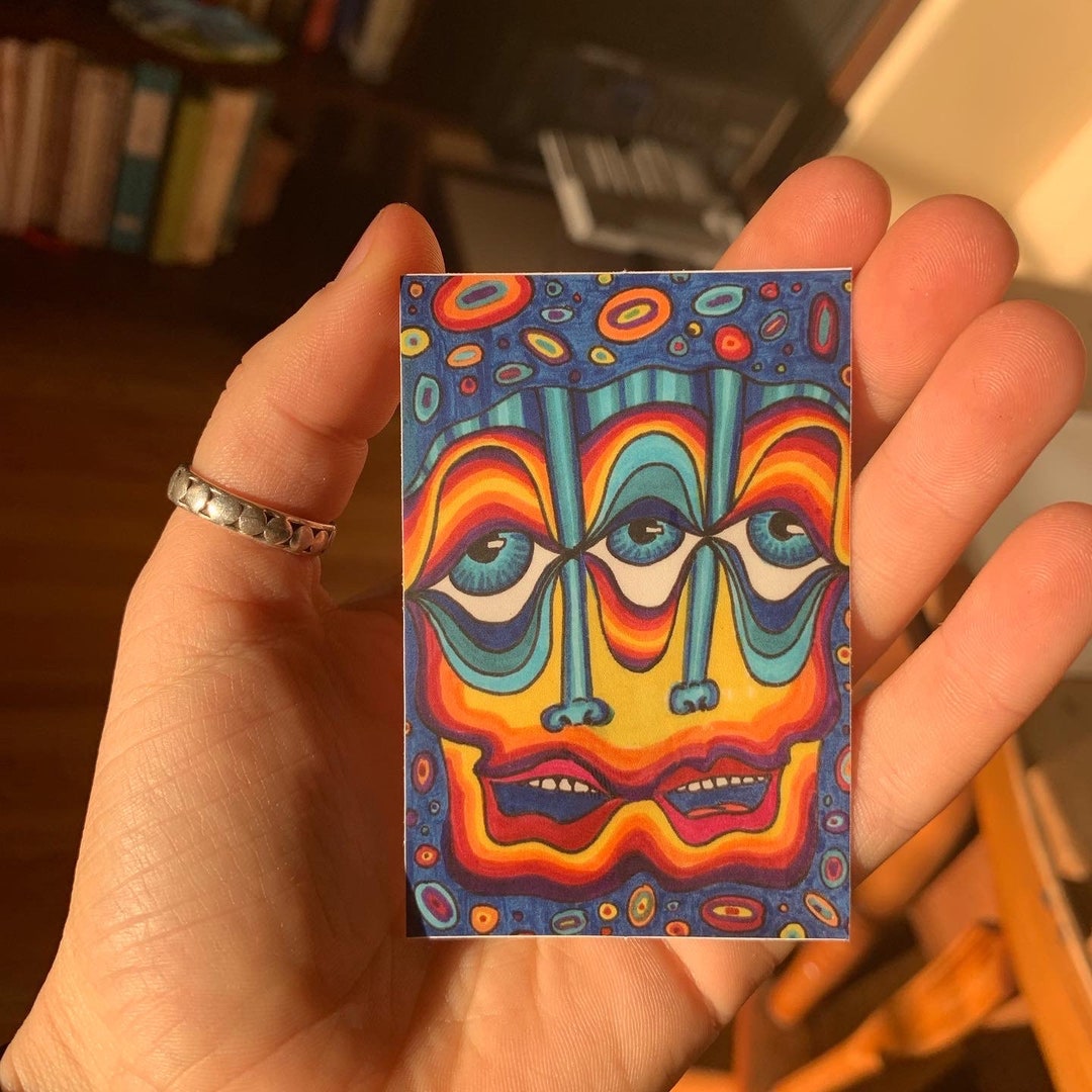 Funky Face Sticker hand Drawn 2in X 3in - Etsy