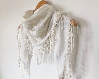 Lace Fringe Scarf | Etsy