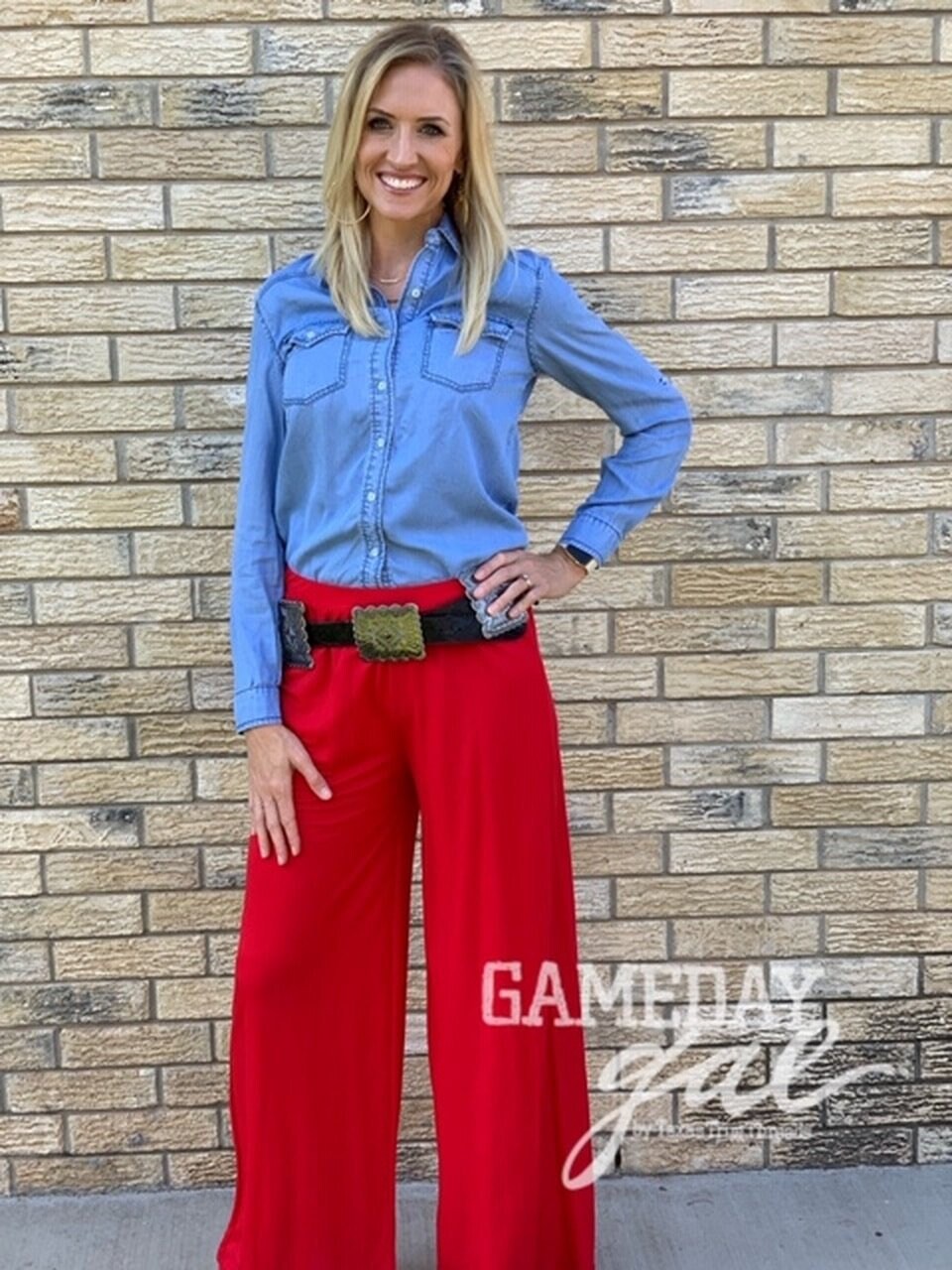 Wide-leg Red Western Palazzo Pants - Etsy