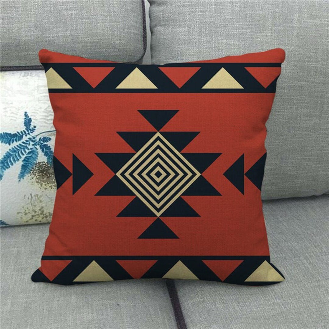 Aztec Geometry Pillow Coverz / Linen Cotton Ethnic Pillowcases, Navajo ...