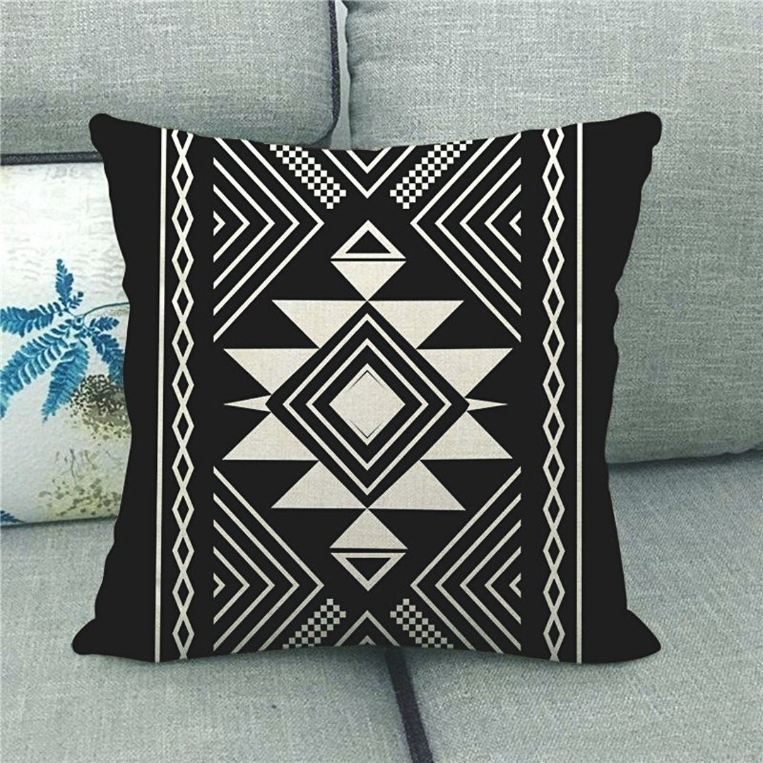 Aztec Geometry Pillow Coverz / Linen Cotton Ethnic Pillowcases, Navajo ...