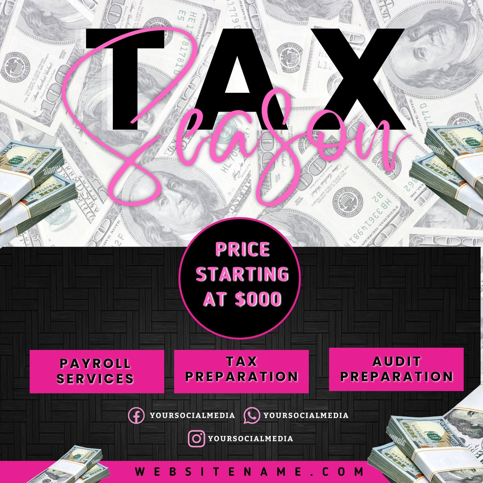 DIY Tax Season Flyer, Tax Season Design Template, Tax Social Media ...