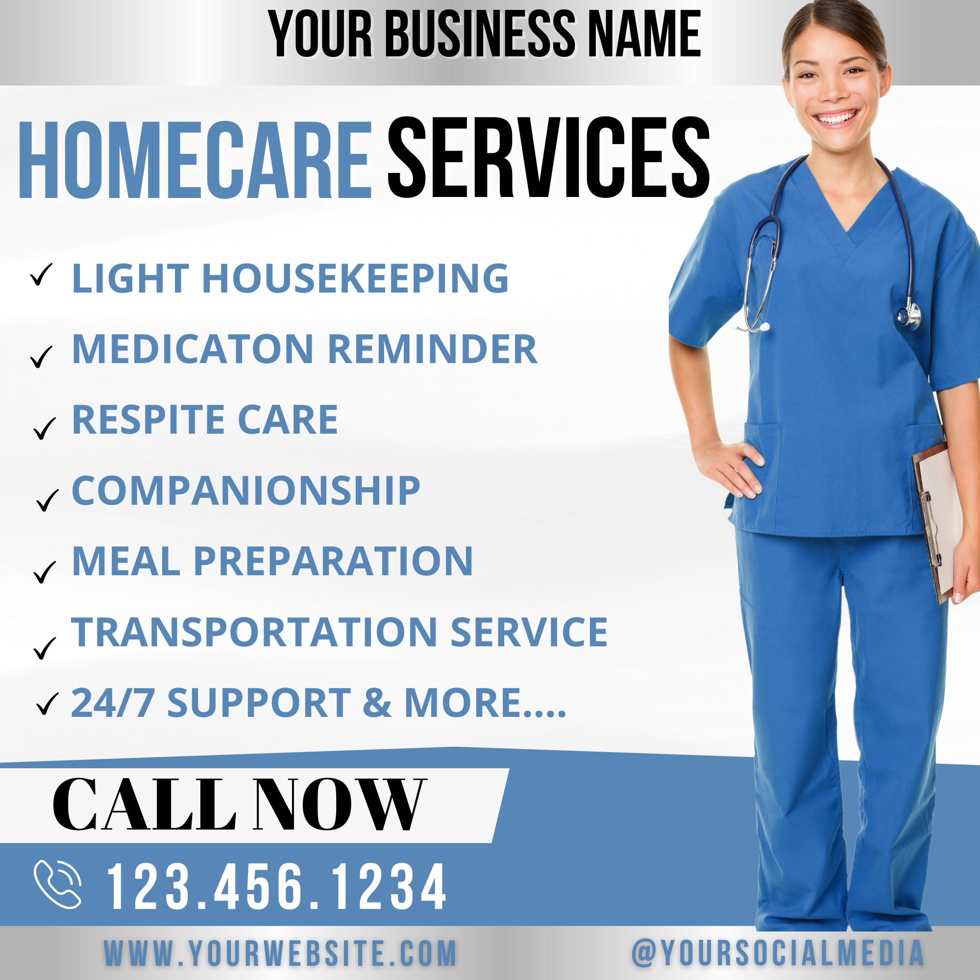 Editable Home Health Care Service Flyer, Nursing Home Flyer, Home Care ...
