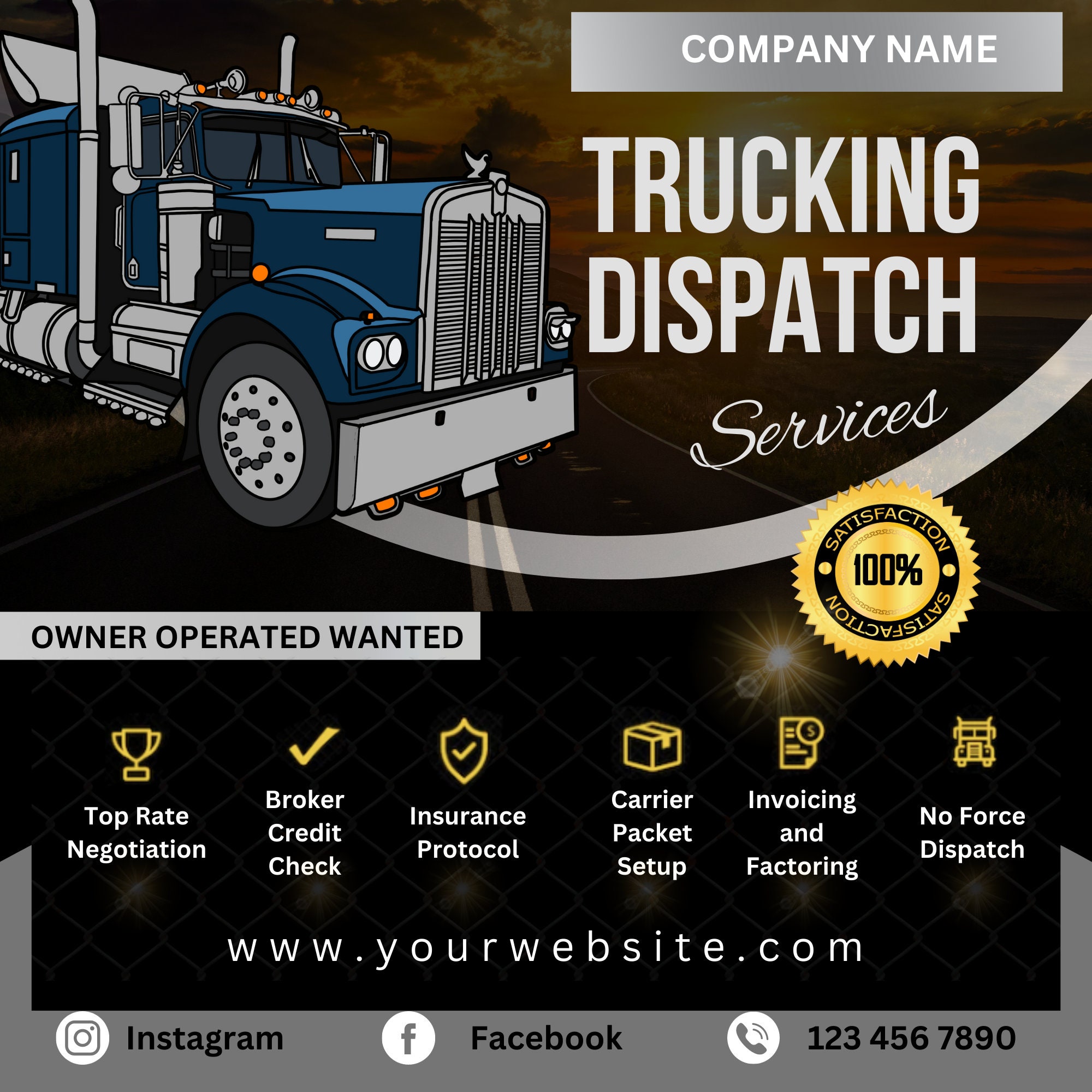 Freight Dispatcher Flyer, Canva Truck Flyer Template. Editable Canva ...