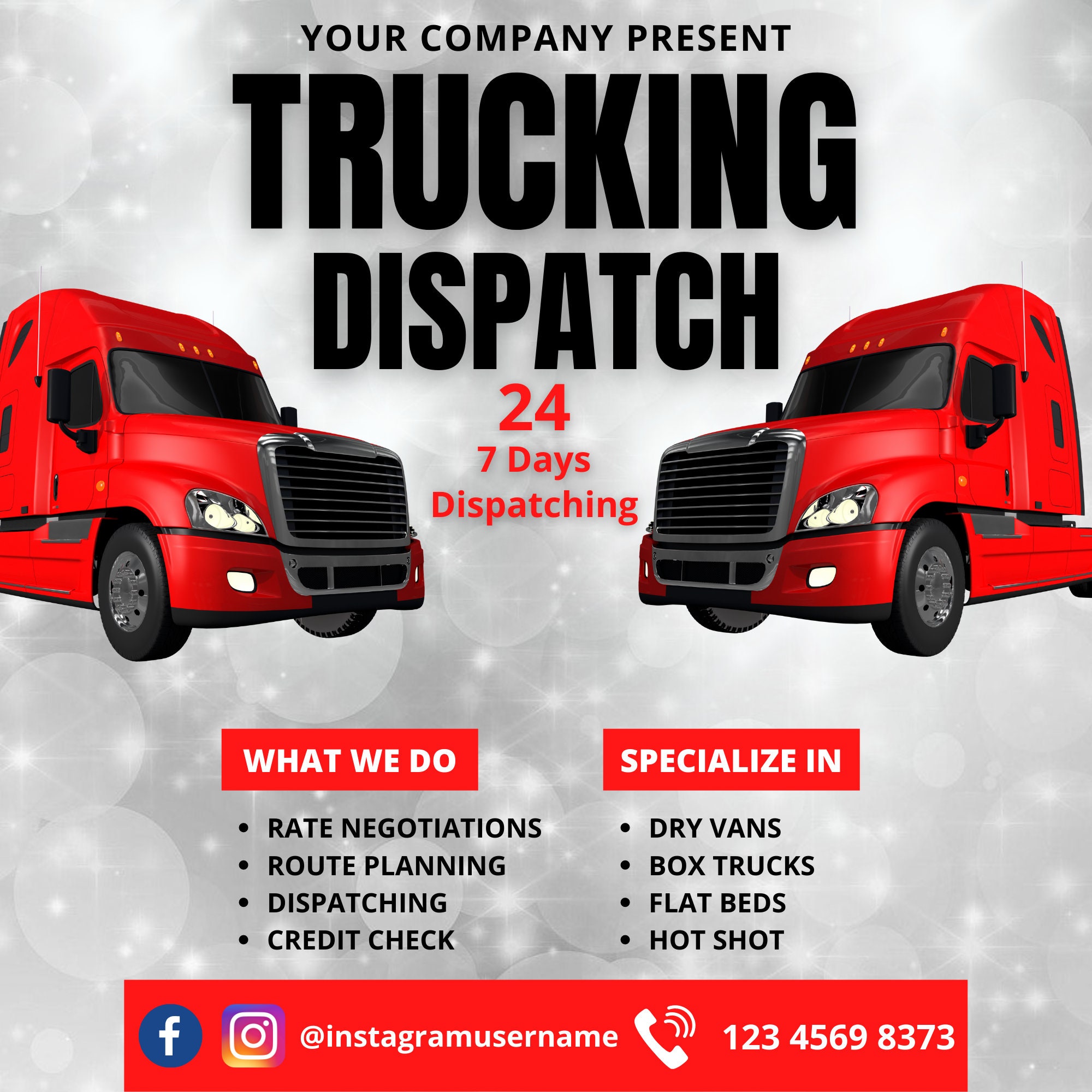 Freight Dispatcher Flyer, Canva Truck Flyer Template. Editable Canva ...