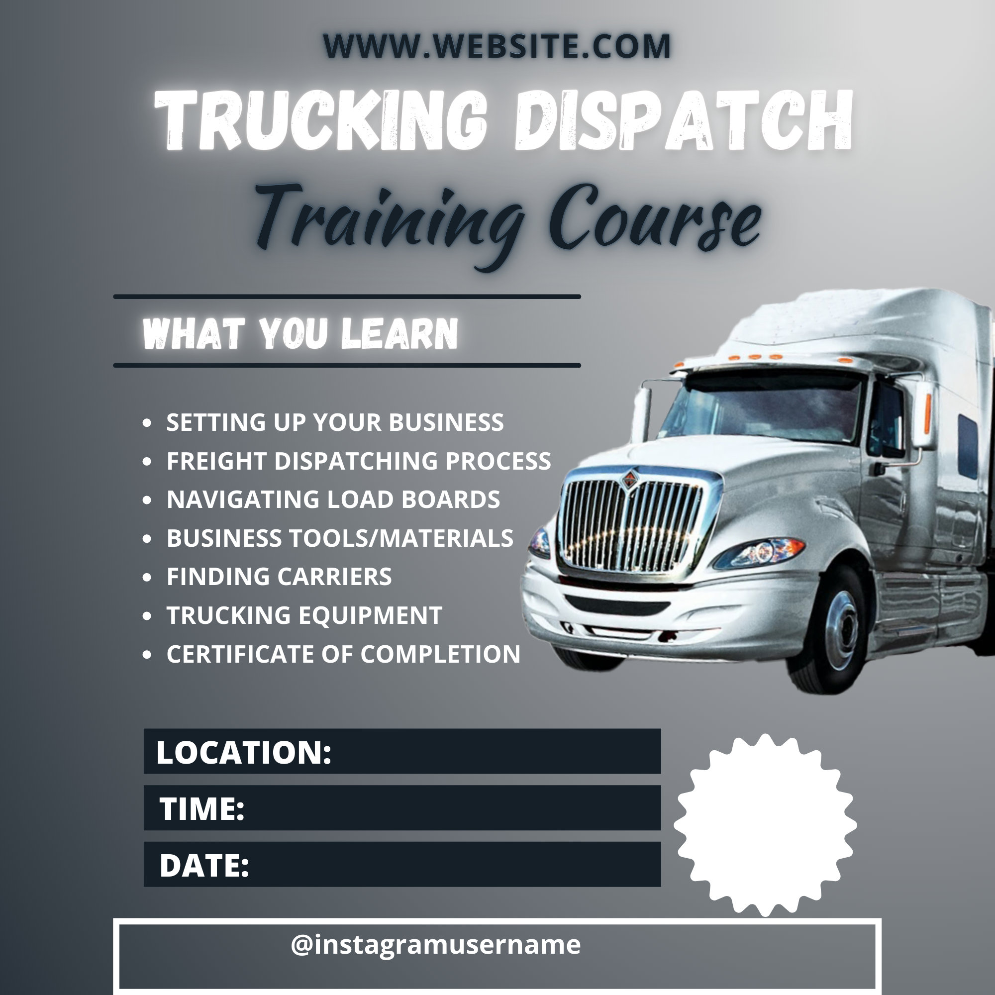 Freight Dispatcher Flyer, Canva Truck Flyer Template. Editable Canva ...