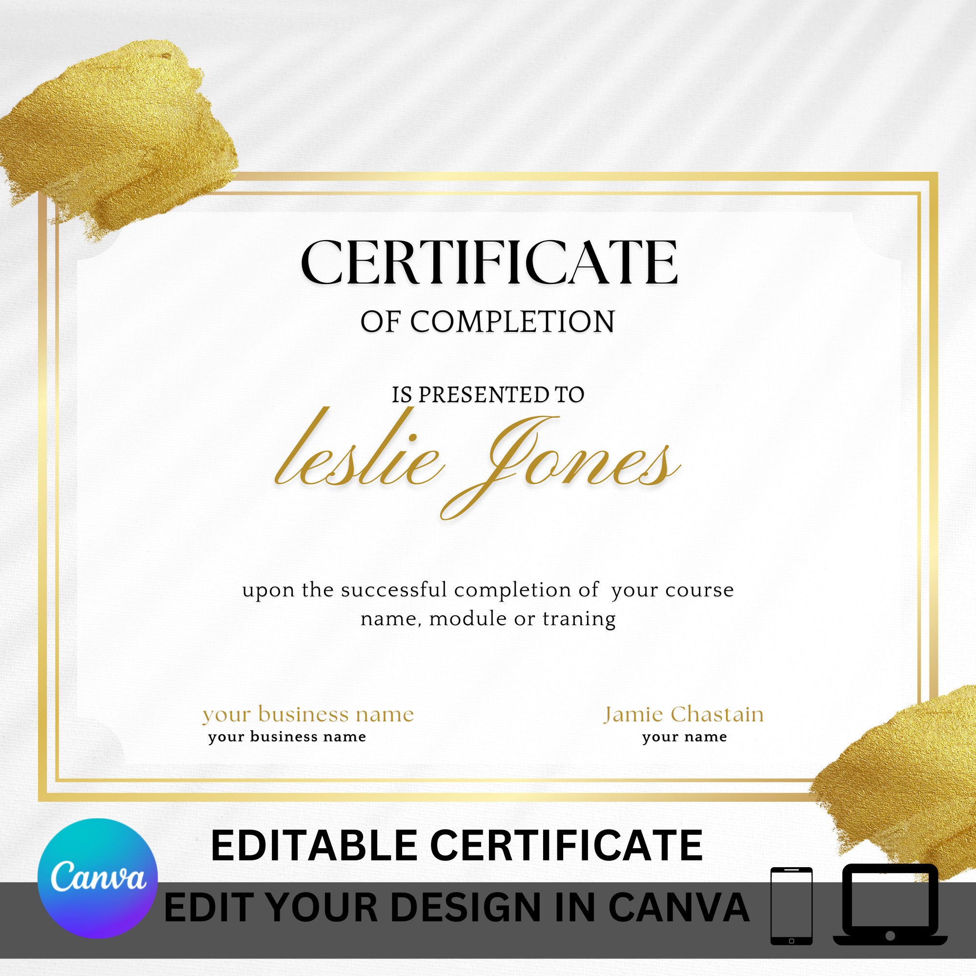 DIY Certificate Template, Editable Certificate of Completion ...
