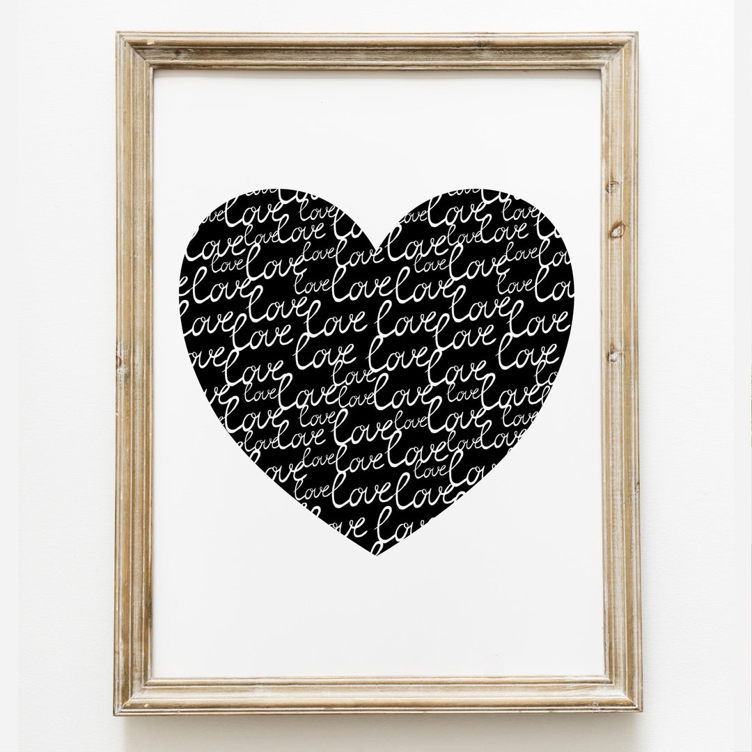 Heart Print, Valentines Day Printable Wall Art, Valentines DIY Decor ...