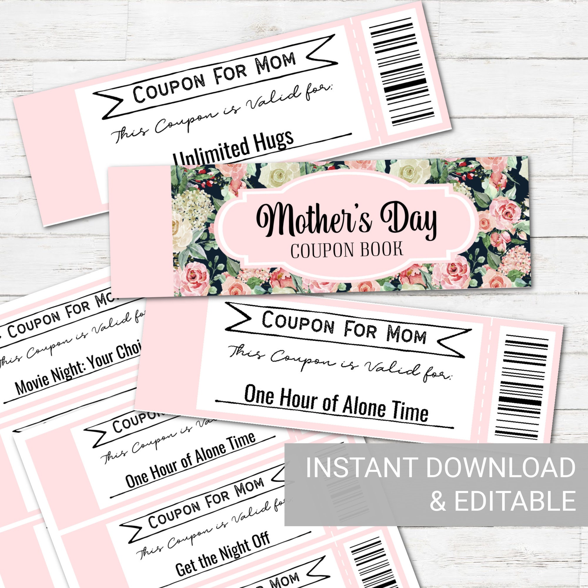 Editable Coupon Book, Mothers Day Gift, Custom Coupon Book for Mom ...