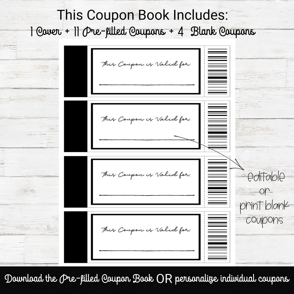 Editable Coupon Book, Birthday Gift for Husband, Custom Coupon Book ...