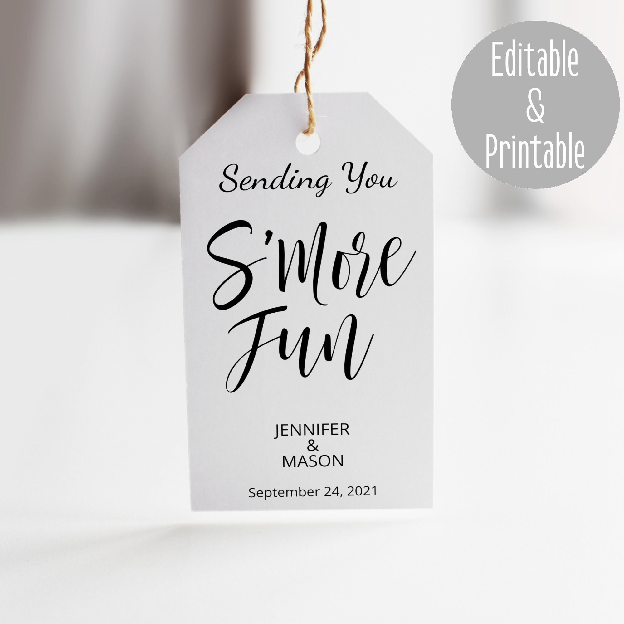 Editable Smore Fun Gift Tag Template, Wedding Favor Tag S'more Tags, S ...