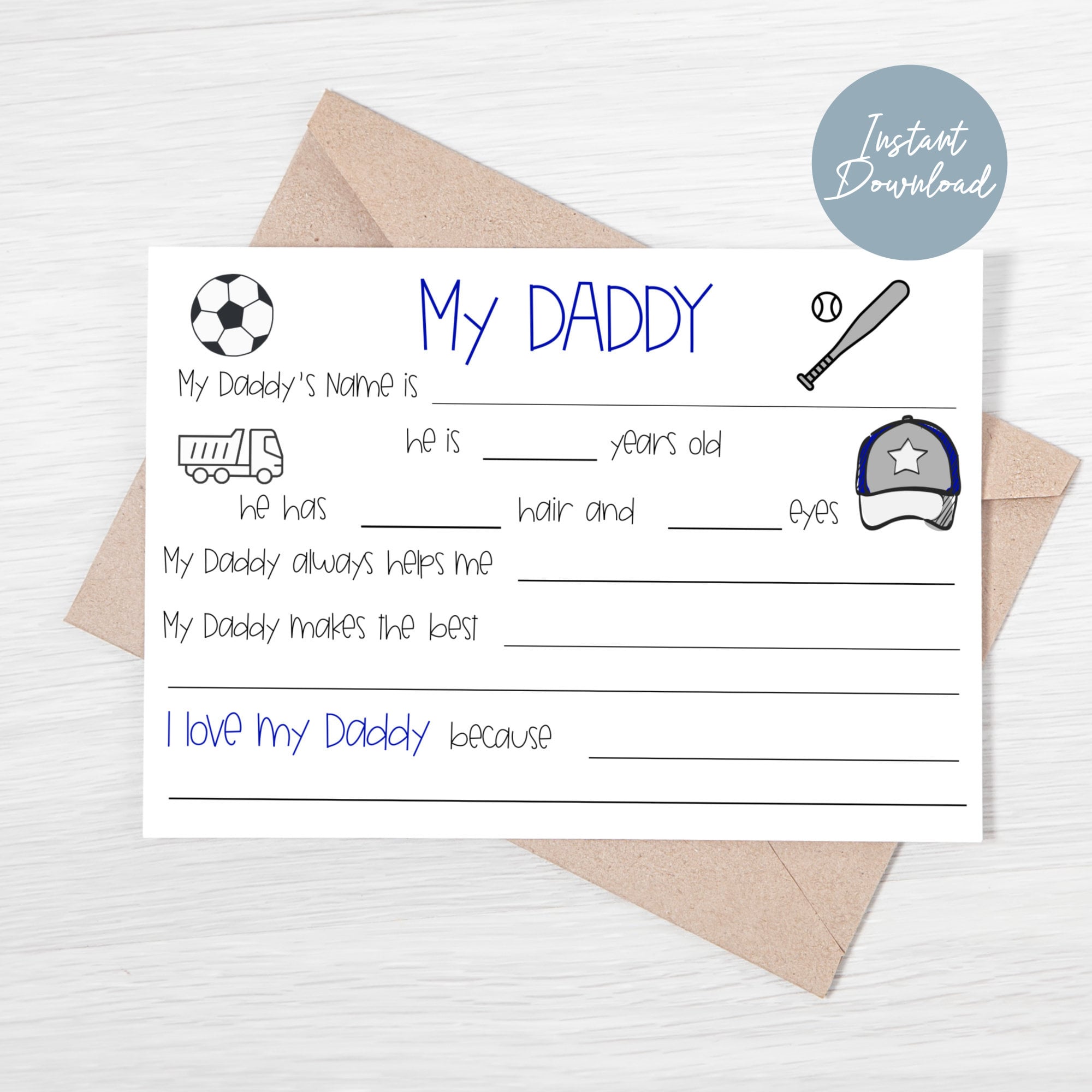 Printable Card for Dad, Personalized Card for Dad, Printable Fathers ...
