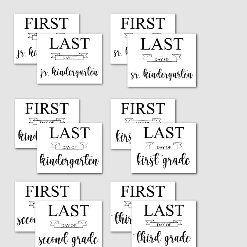 Printable First & Last Day of School Sign PDF Bundle, First Day of ...