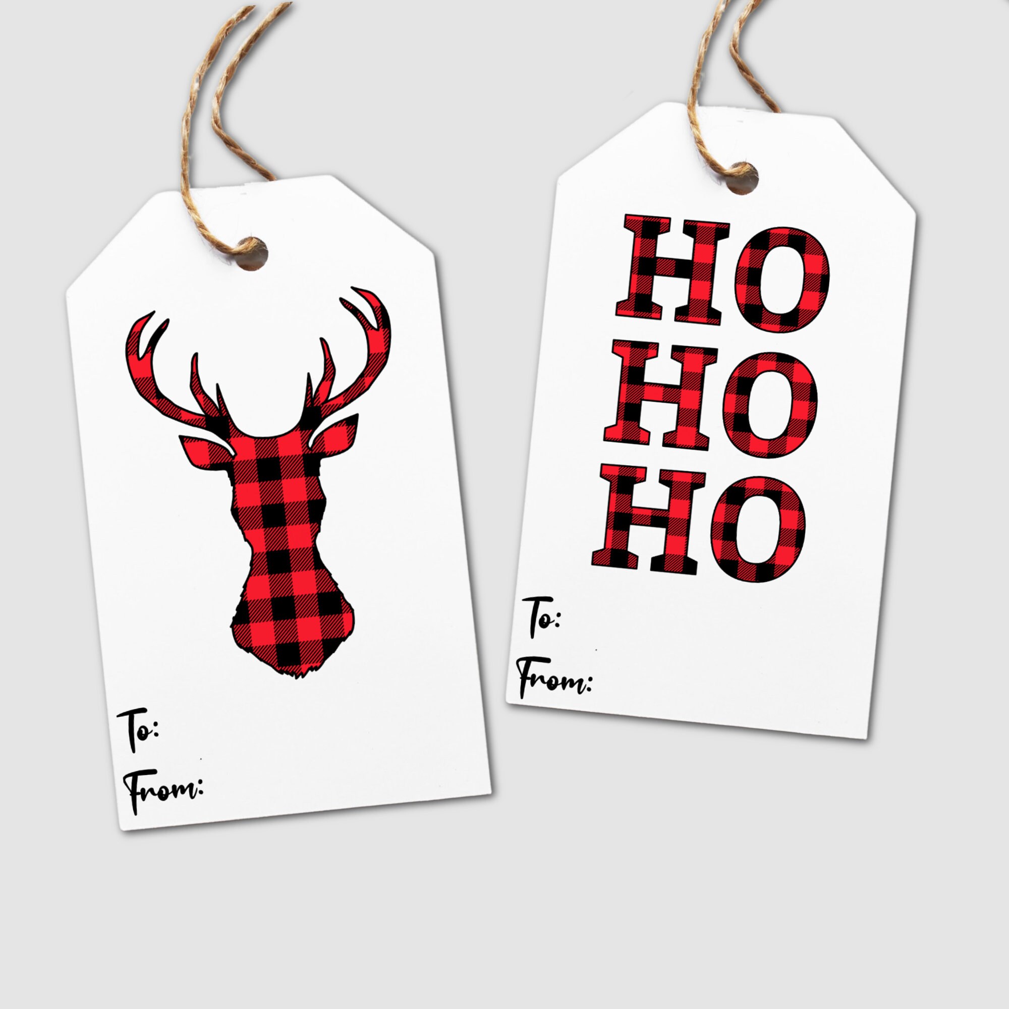 Printable Christmas Gift Tags, Buffalo Plaid Gift Tags, Farmhouse ...