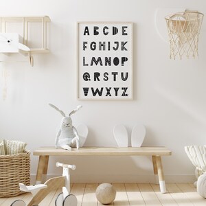 PRINTABLE Black and White Alphabet Print, Kids Room Wall Art, Black and ...