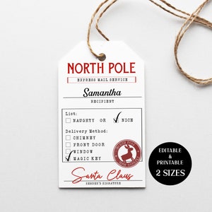 PRINTABLE Santa Gift Tags Template, Personalized North Pole Gift From ...
