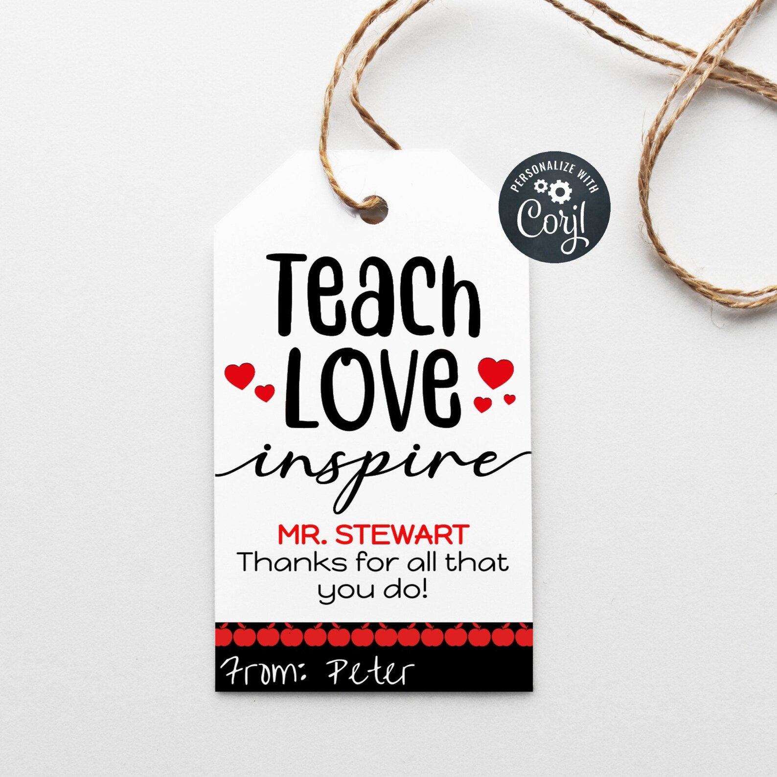 Editable Teacher Gift Tag Printable, Teachers Appreciation Gift Tag ...