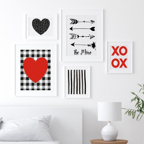 Valentines Printable Wall Art Set of 5 Gallery Art - Etsy