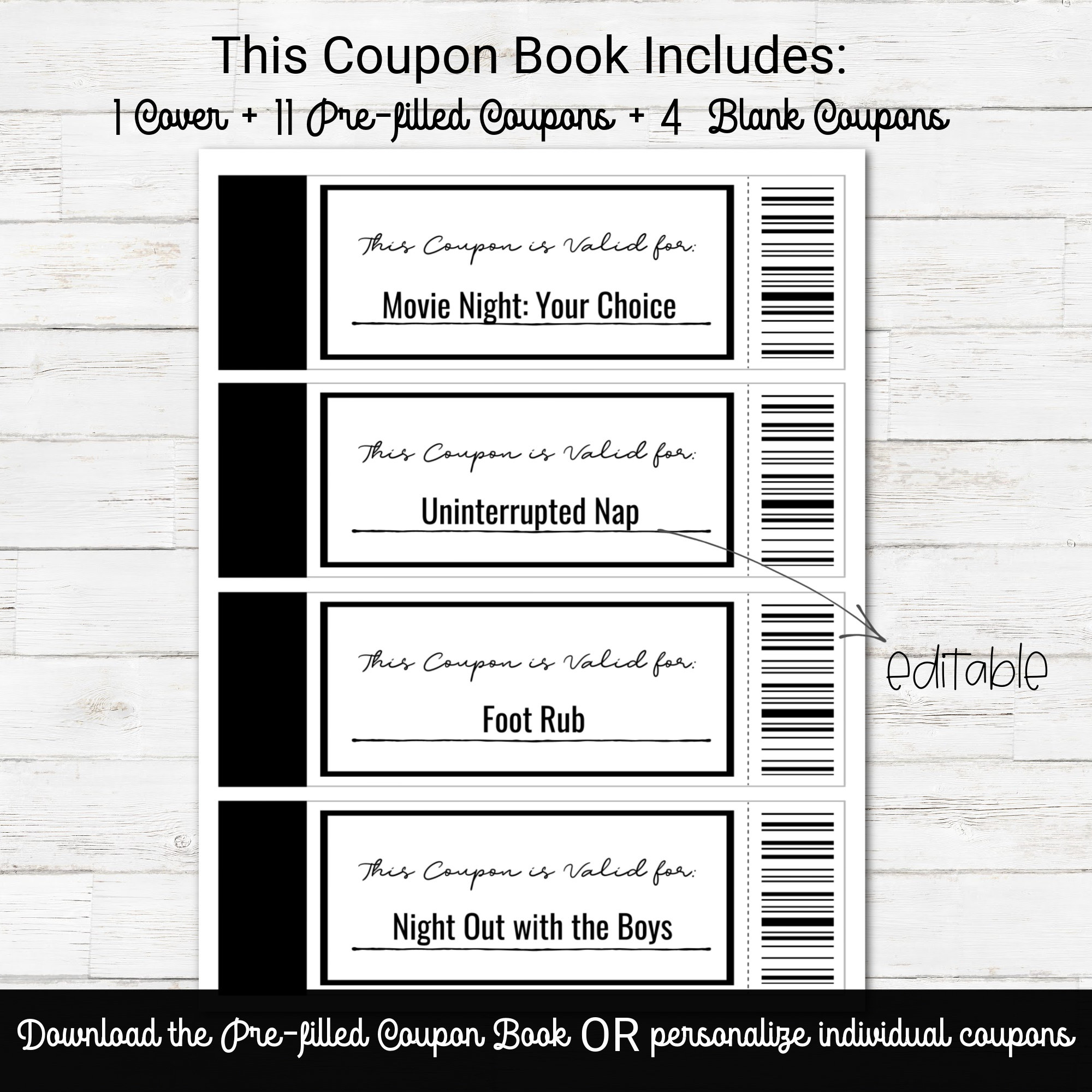 Editable Coupon Book, Birthday Gift for Husband, Custom Coupon Book ...