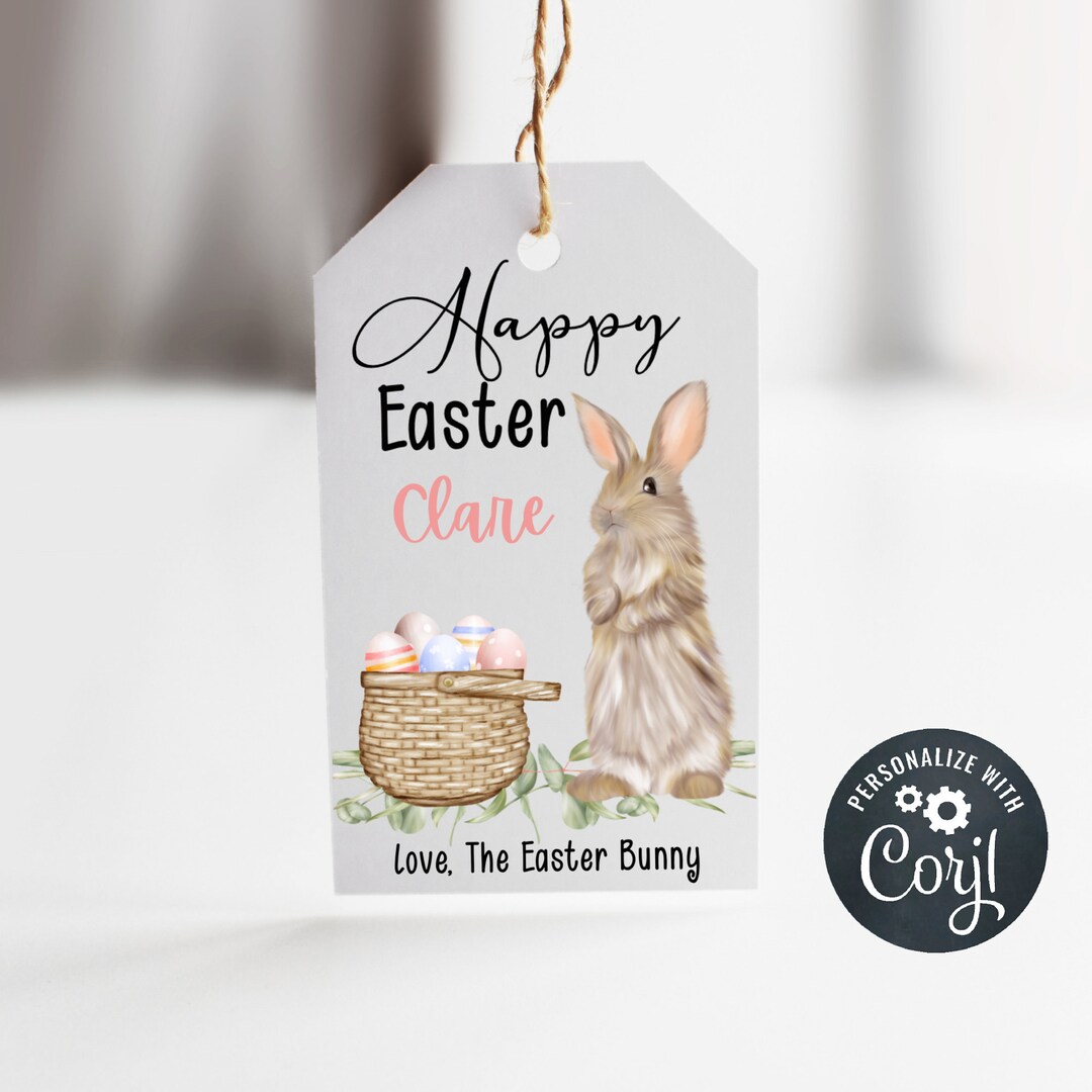 Editable Happy Easter Basket Tags, Printable Easter Gift Tags, Easter ...