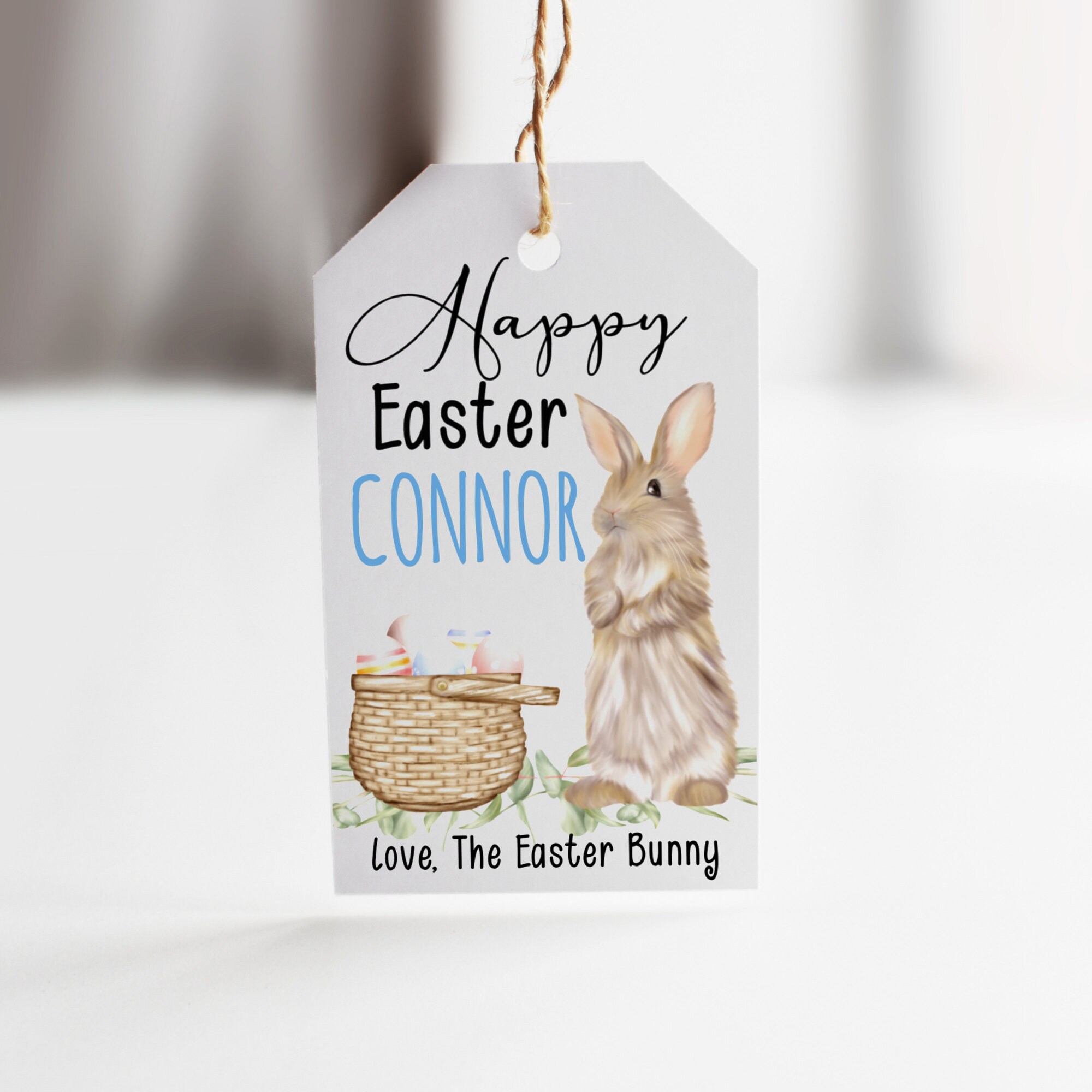 Editable Happy Easter Basket Tags, Printable Easter Gift Tags, Easter ...