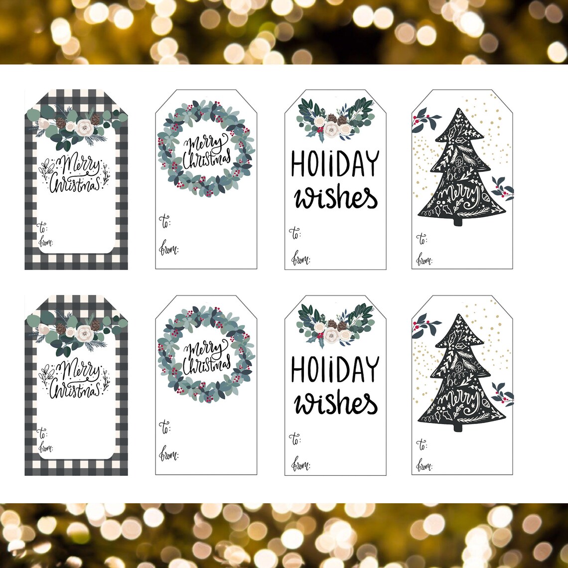 Printable Farmhouse Christmas Gift Tags Bundle Set of 4 - Etsy