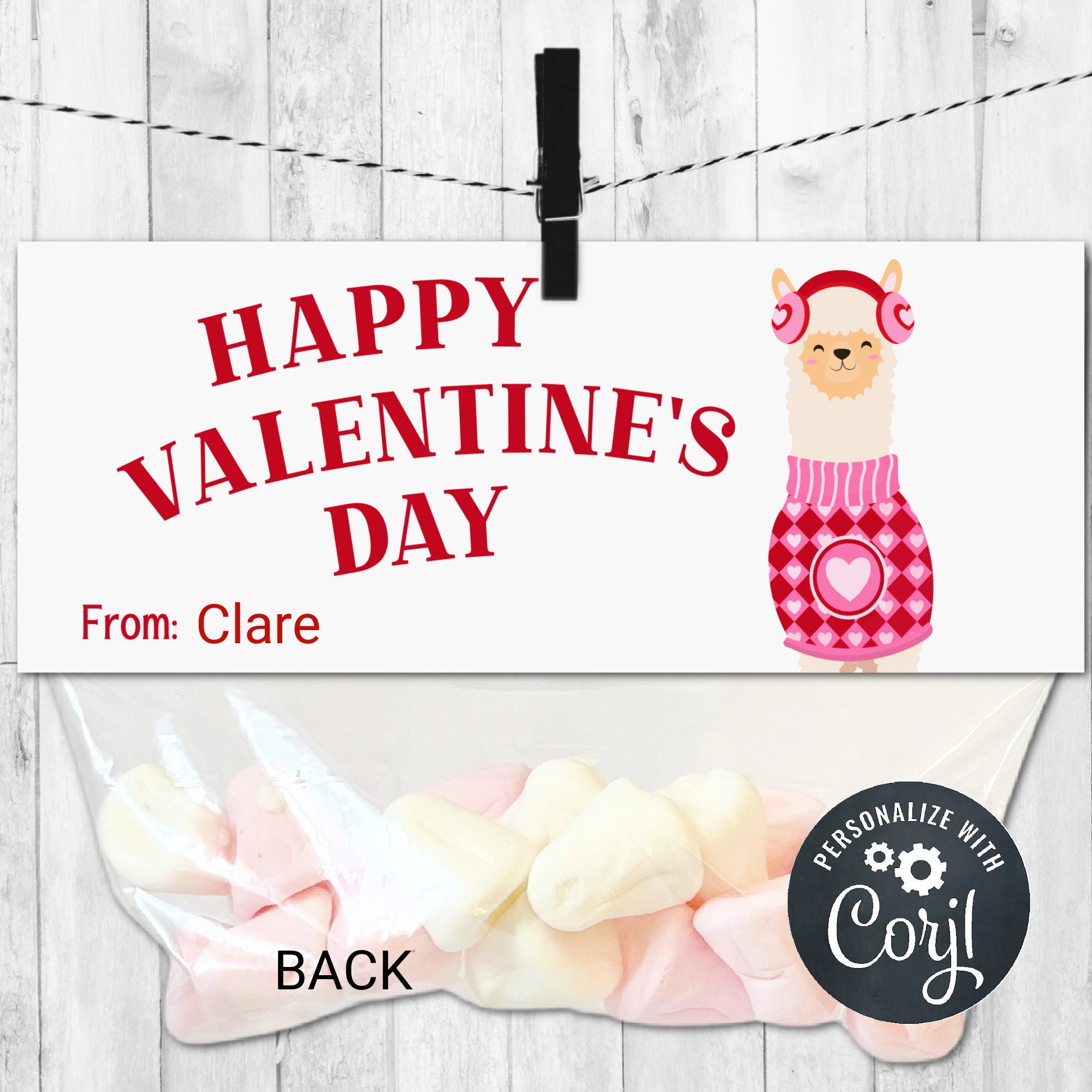 EDITABLE Valentines Day Card for Kids, Valentine Treat Topper for Kids ...