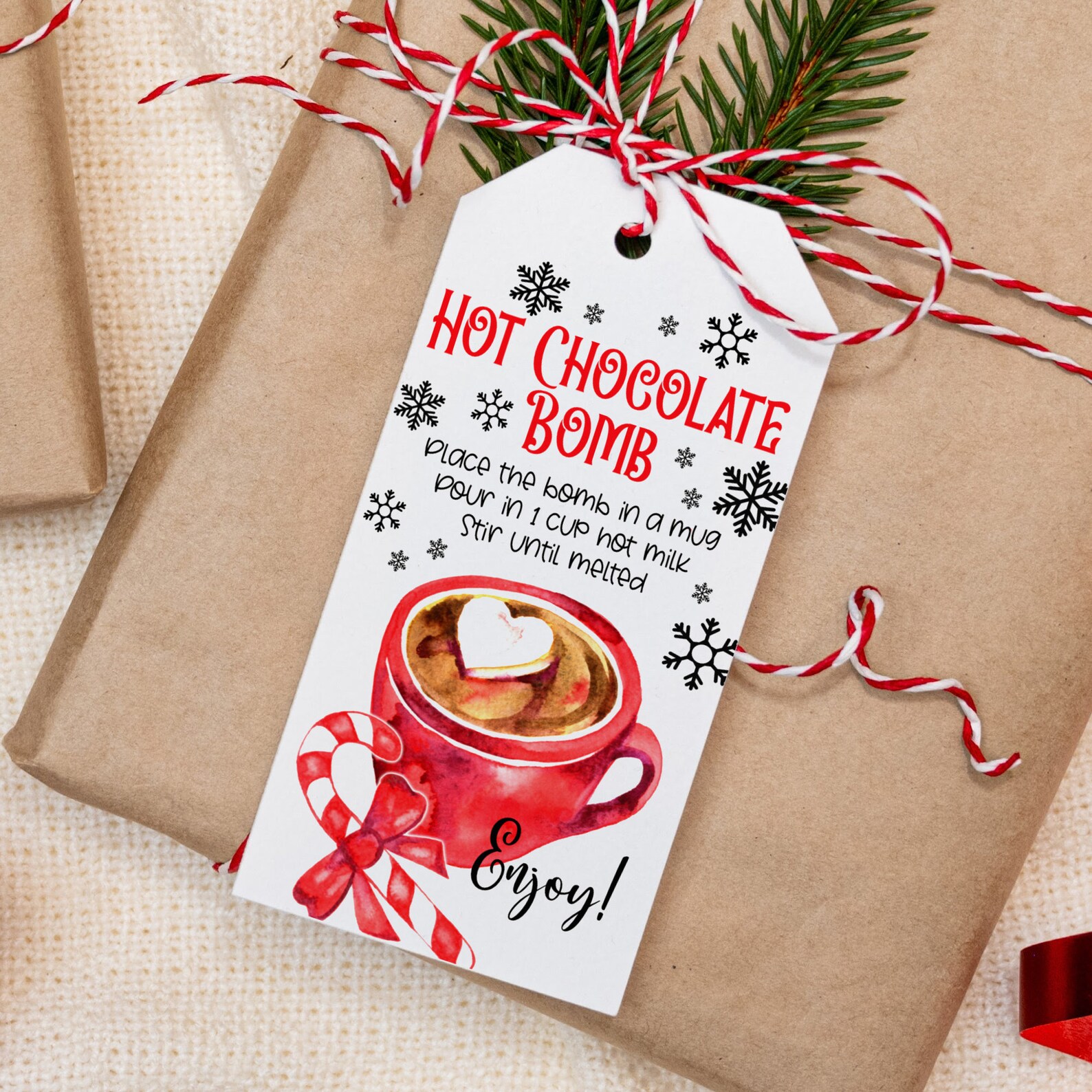 Christmas Hot Chocolate Bomb Tags Printable, Hot Cocoa Bomb Instruction ...