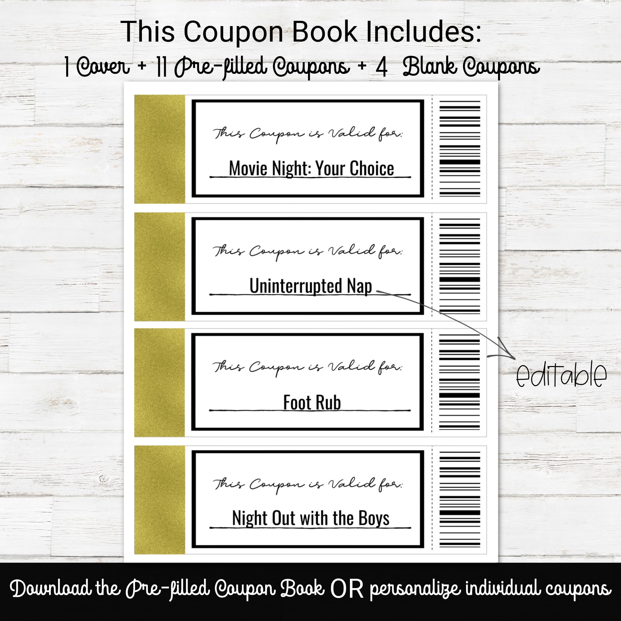 Editable Coupon Book, Birthday Gift for Husband, Custom Coupon Book ...