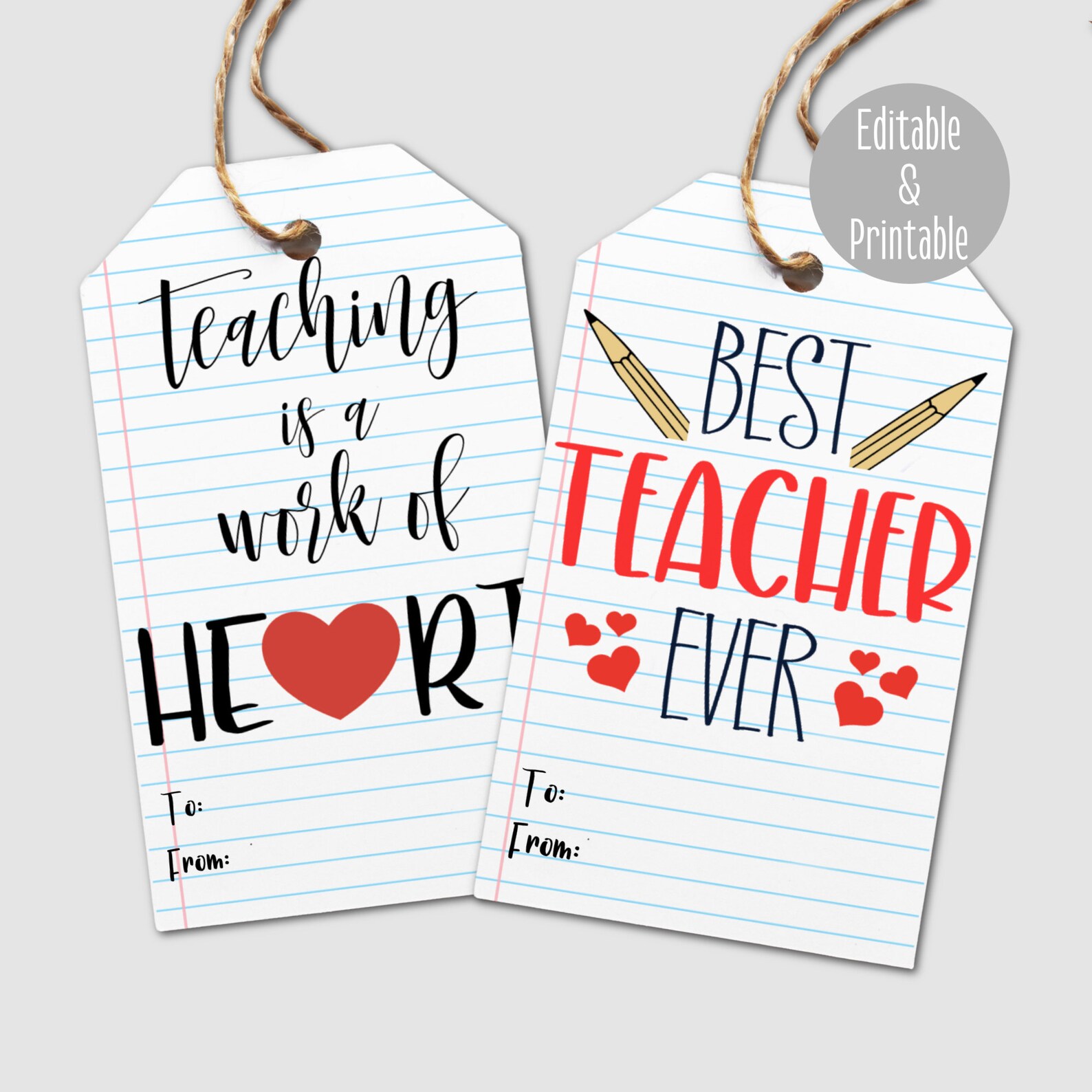 Editable Teacher Gift Tag Printable, Teachers Appreciation Gift Tag ...