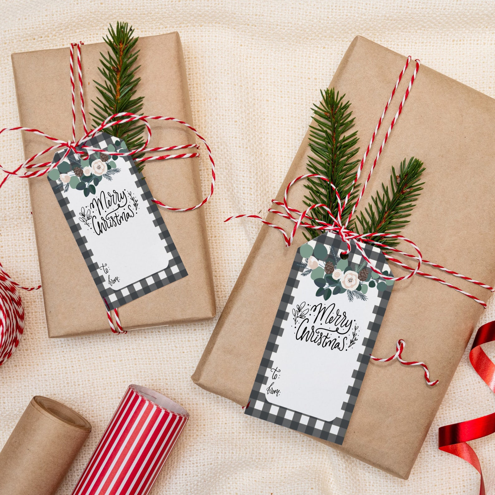 Printable Farmhouse Christmas Gift Tags Bundle Set of 4, Instant ...