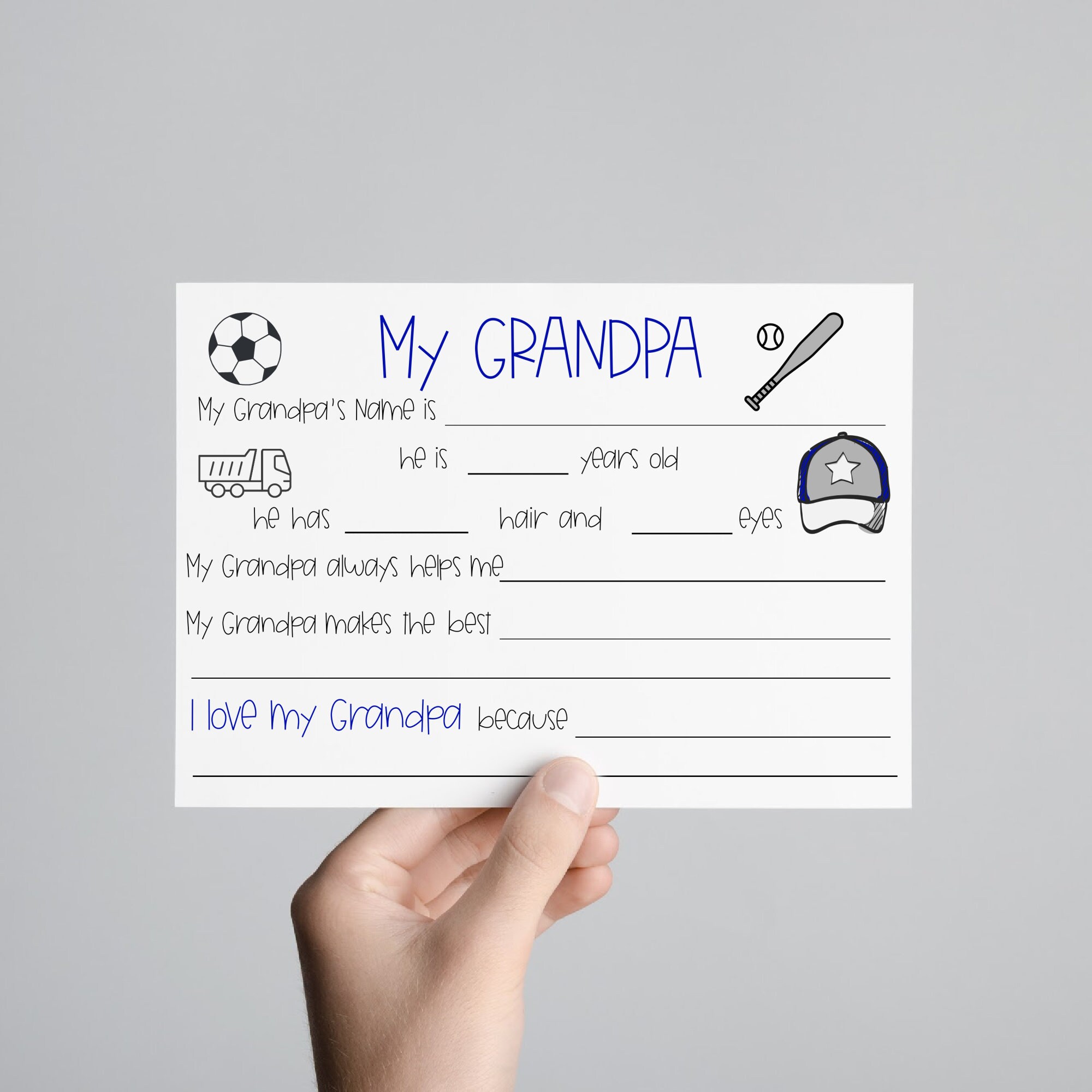 Printable Card for Grandpa Personalized Card for Grandpa - Etsy