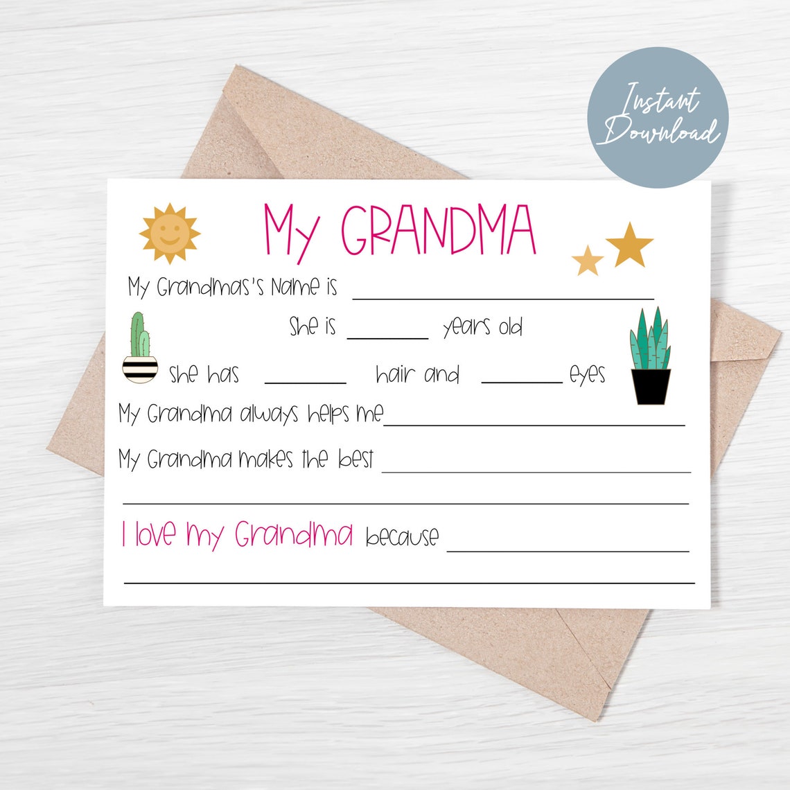 Printable Card for Grandma, Happy Mothers Day Card, Printable Grandma ...