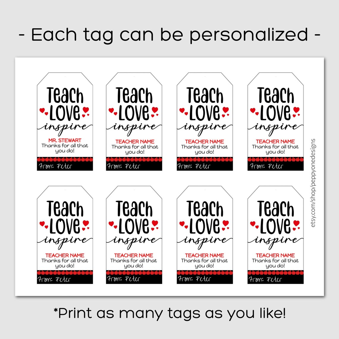 Editable Teacher Gift Tag Printable, Teachers Appreciation Gift Tag ...