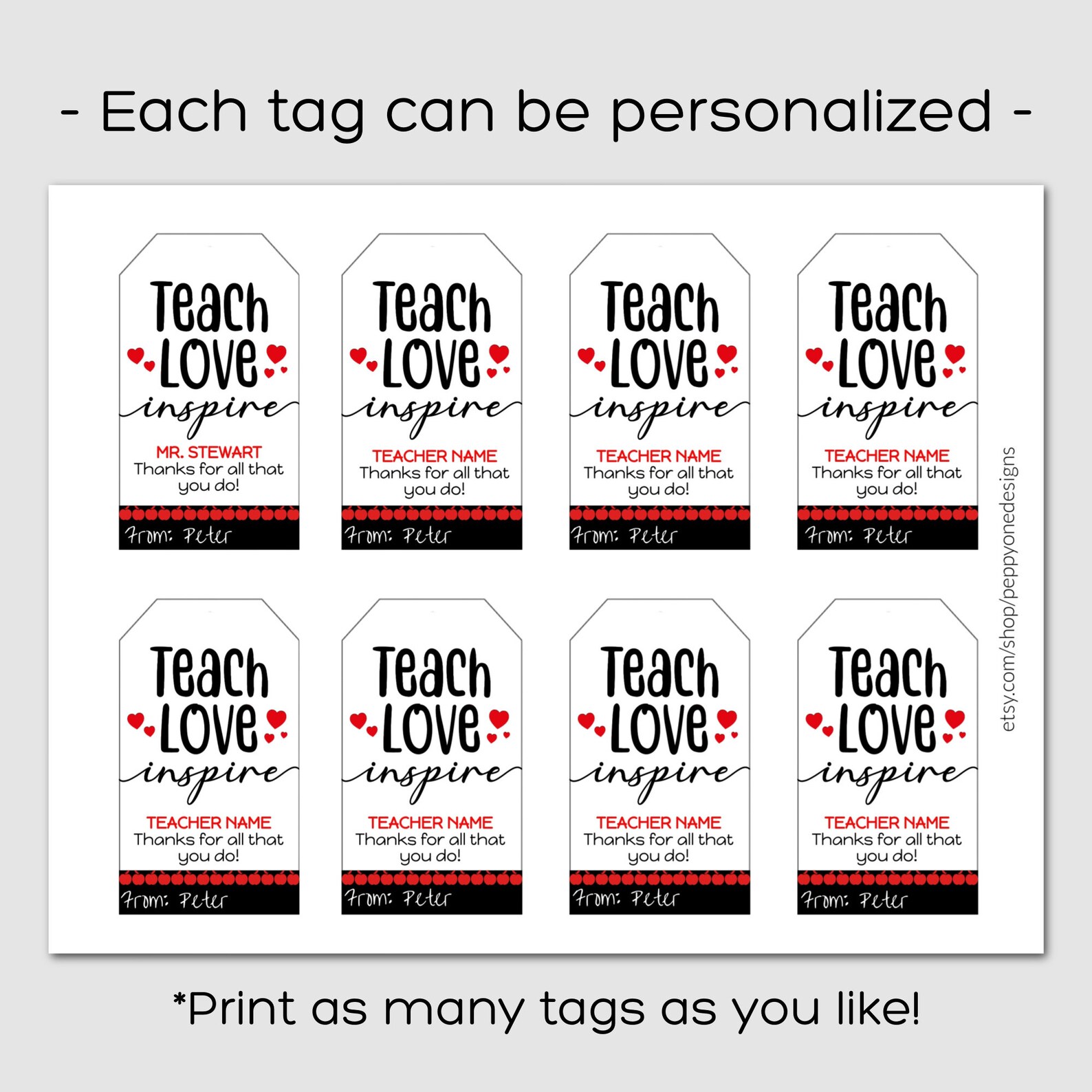 Editable Teacher Gift Tag Printable, Teachers Appreciation Gift Tag ...