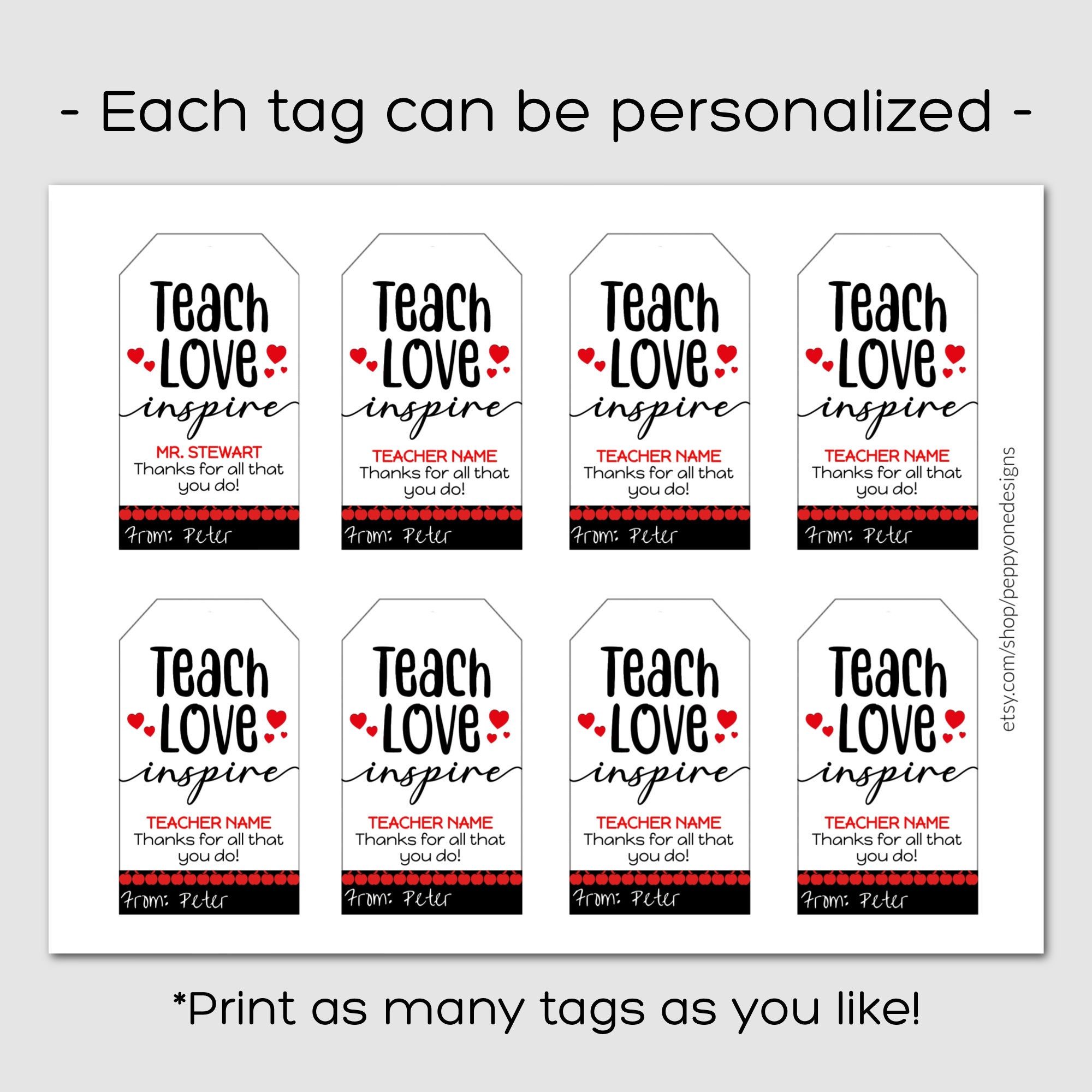 Editable Teacher Gift Tag Printable, Teachers Appreciation Gift Tag ...